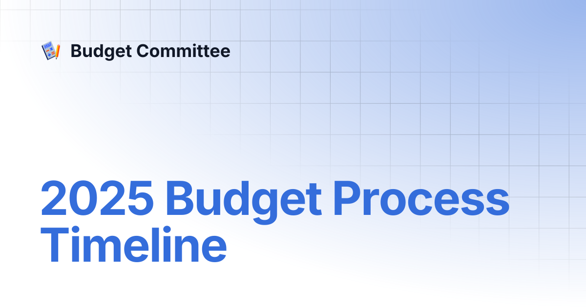 2025 Budget Process Timeline | Budget Committee
